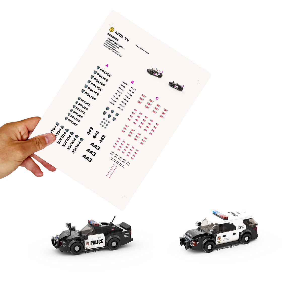 Police Vehicle Sticker Pack (Black) [STICKERS] – AFOL TV